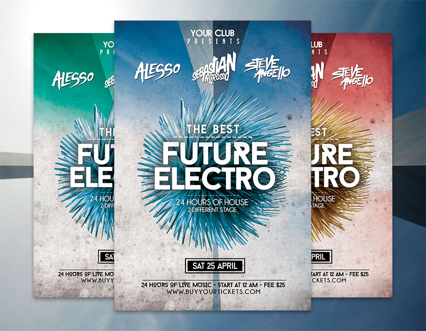 Futuristic Flyer Party Festival Template PSD - Graphicfy